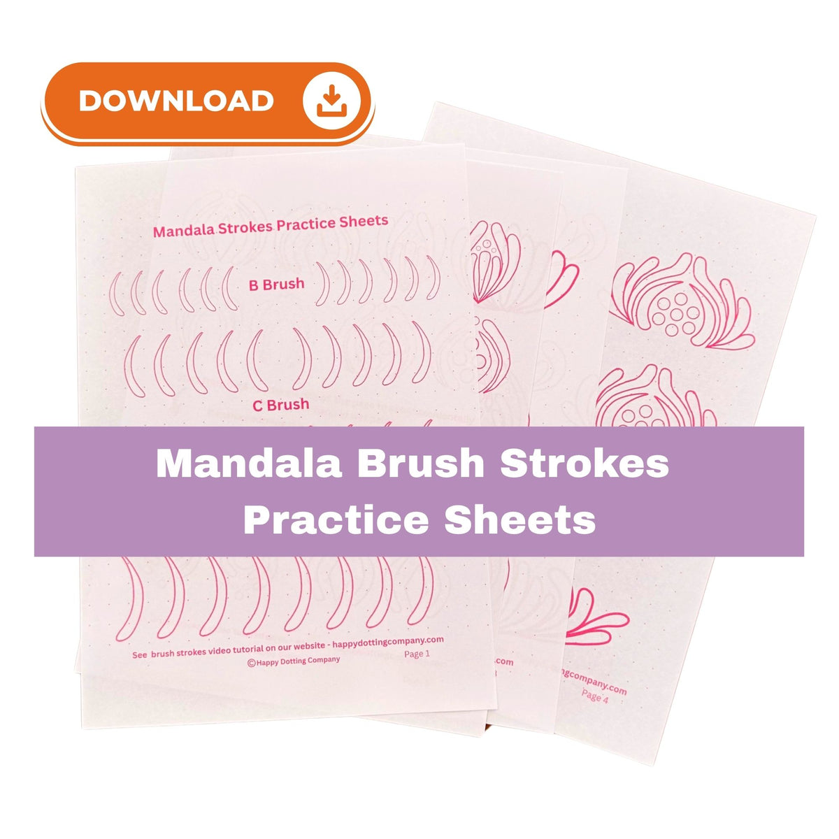 Mandala Brush Strokes Practice Sheets – PDF Download– Happy Dotting Company